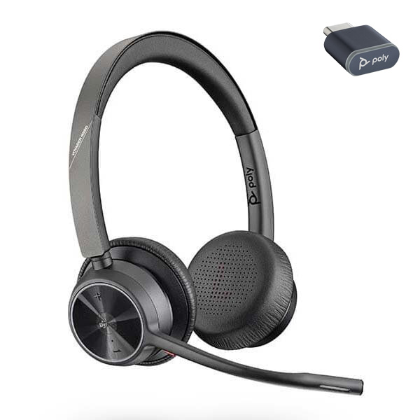 Poly Voyager 4320 UC Wireless Headset with Charge Stand, Microsoft ...